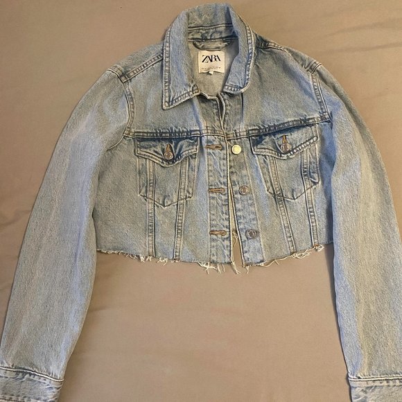 Zara | Jackets & Coats | Zara Light Blue Cropped Denim Jacket | Poshmark
